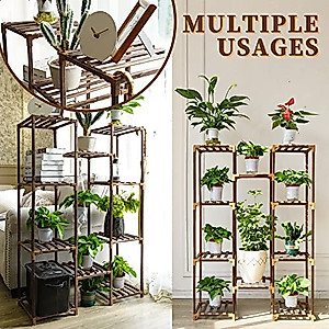 Plant Stand Indoor Outdoor, Uneedem Tall Plant Shelf for Multiple Plants, 10 Tiers 11 Pot Large Plant Rack Wood Plant Holder Plant Shelves for Room Corner Balcony Garden Patio