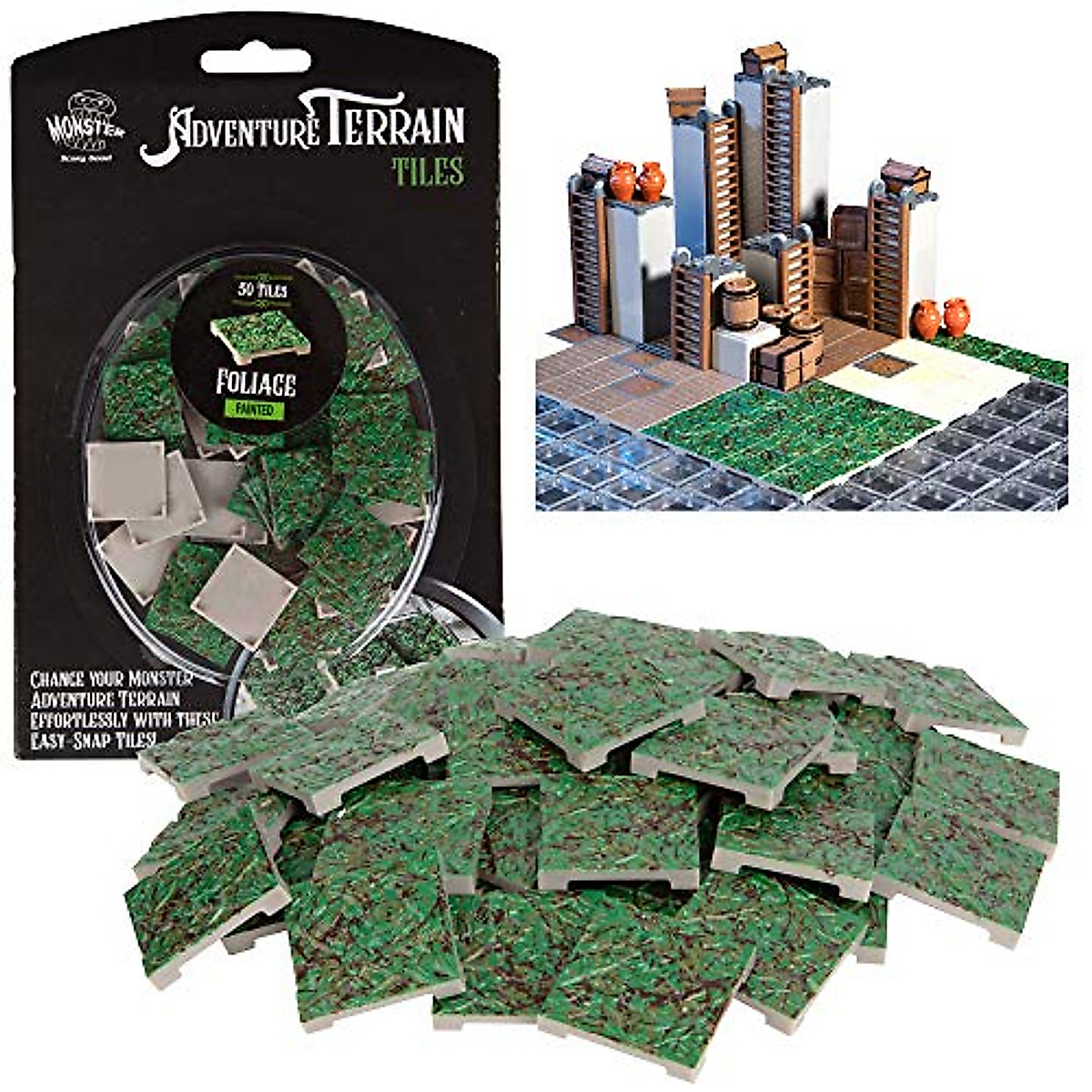 Monster Adventure Terrain- 50pc Foliage Tile Expansion Pack- Hand-Painted 1x1 - Tile Set- Easy Snap Creates Amazing Tabletop Terrain in Minute- Customize Your D&D and Pathfinder Dungeons Your Way