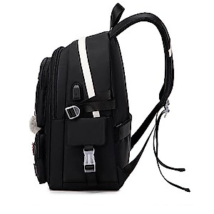 Teecho Waterproof Backpack Set for Teen Girls Cute Backpack Purse for Women Weeken Travel Rucksack Black
