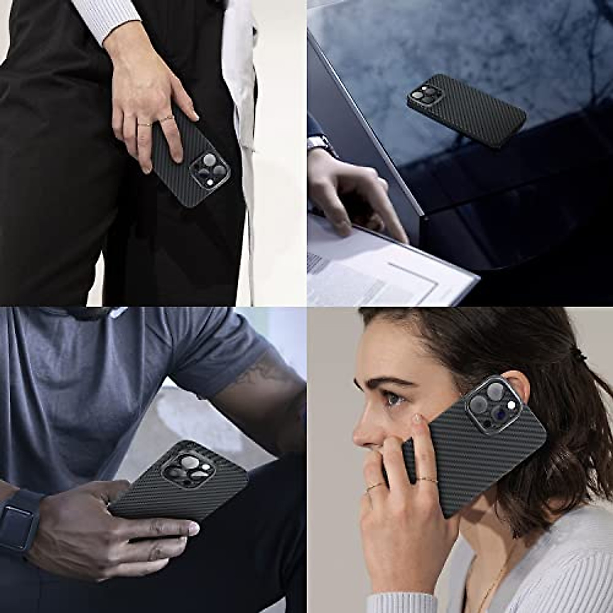 memumi Real Aramid Fiber for iPhone 14 Pro Max 6.7" Case, Sturdy Durable Carbon 0.5 mm Slim Fit for iPhone 14 Pro Max Carbon Fiber Thin Case [ Aramid Fiber] with Military-Grade Drop Protection Black