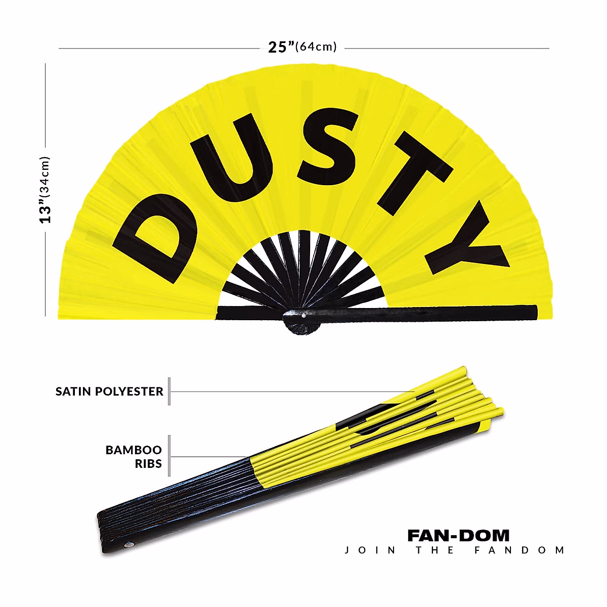 Dusty hand fan foldable bamboo circuit hand fan funny gag slang words expressions statement gifts Festival accessories Rave handheld Circuit event fan Clack fans (Yellow)