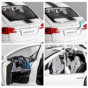 BDTCTK 1/20 Scale Car Model X Toy Zinc Alloy Casting Pull Back Vehicles with Sound and Light Toys for Kids Boys and Girls Gifts (White)