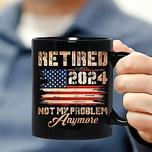 Quimom Retirement Gifts for Men, Retired 2024 Not My Problem Anymore Mug, Funny Farewell Gifts for Coworkers Dad Boss, Unique Retired Mug Gift Ideas,Happy Retirement Gifts 11oz, Gag Office Gifts
