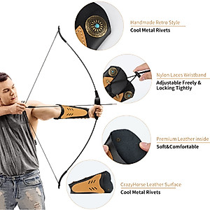 Windfulogo PU Leather Archery Arm Guard Hand Protector Brace Longbow Hunting Shooting Black