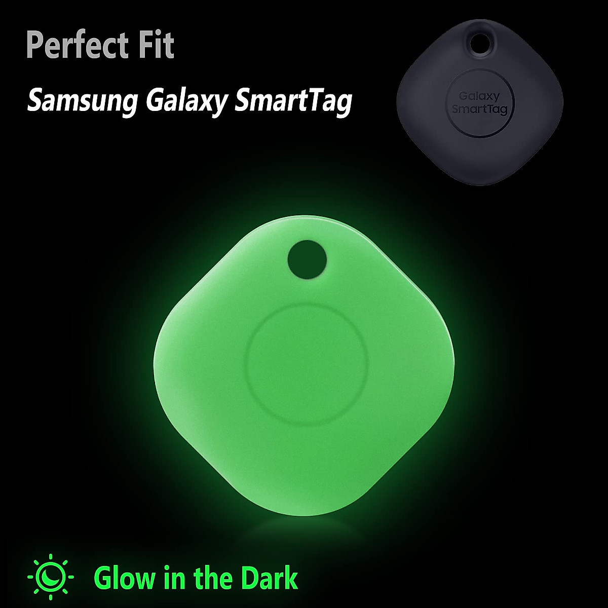 Geiomoo Silicone Case Compatible with Galaxy SmartTag, Protective Cover with Carabiner (Luminous Green)