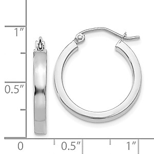 14k White Gold 2x3mm Rectangle Tube Hoop 20mm 2.9mm style T1043