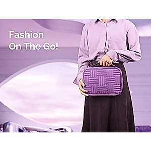 Luxtude Travel Jewelry Organizer Case PU Leather, Small Jewelry Storage Organizer Roll Bag for Women, Portable Large Capacity Jewelry Case for Necklaces, Earrings, Rings, Bracelets (Purple)