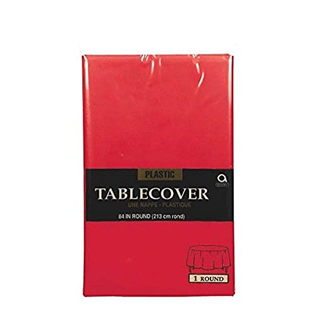 Amscam Round Plastic Party-tablecovers, 84", Apple Red