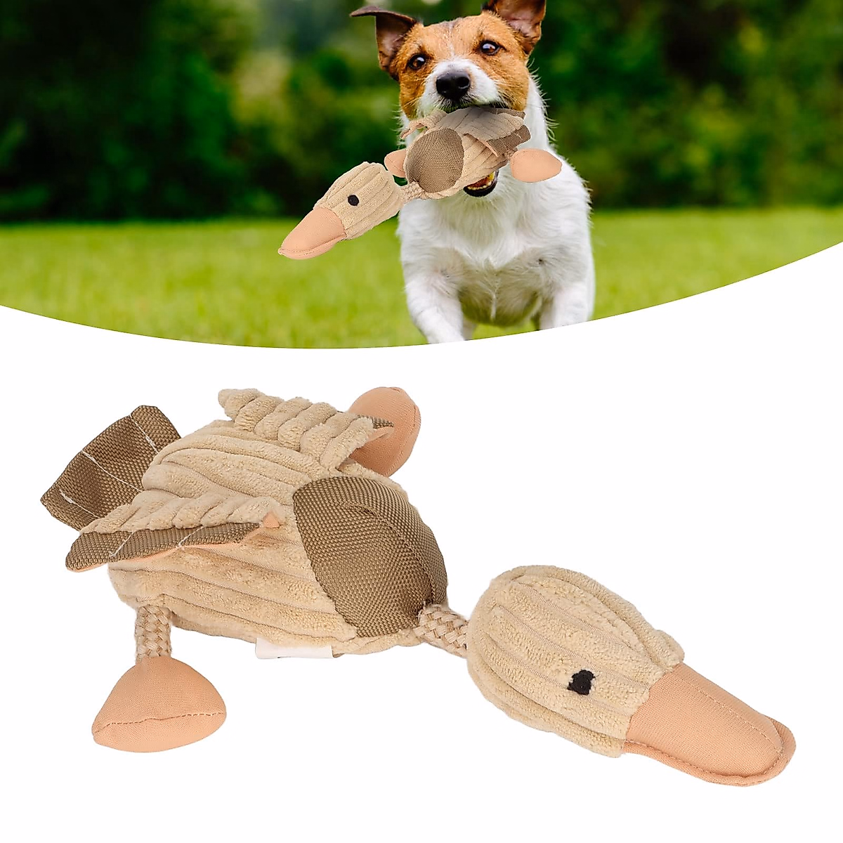 Cyrank Plush Dog Toy, Squeaky Dog Toys Cute Duck Shape Dog Chew Tough Toy Tug of War Dog Toys Stuffed Animal Dog Toys Puppy Teething Toys Durable Interactive Dog Toys for Small Medium Large Dogs