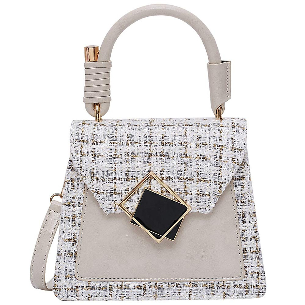 Goodbag Women Crocodile Pattern Leather Clutch Purse Detachable Shoulder Strap Tote Handbag, Coffee