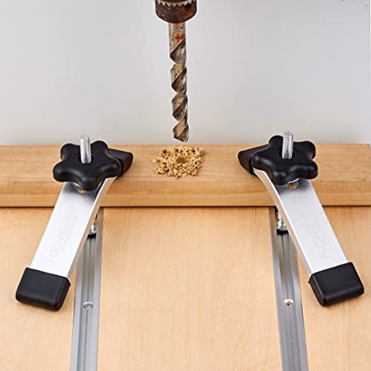 FOCANDPRO T Track Hold Down Clamps- Double-Cut Profile Aluminum T-Track Clamps 6-3/8" L X 1-1/4"W -Woodworking and Clamps-Fine Sandblast Anodized -Silver Color -2 Pack