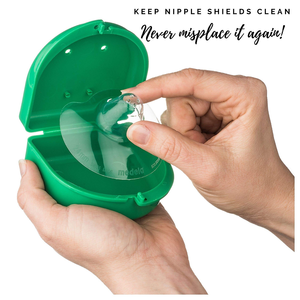 Nipple Shield Case, Pacifier Case, for Nipple Shields and Breast Shields, Pacifier Holder, Nursing Case, Good for Diaper Bag, Purse, Travel, BPA Free, Durable, Made in The USA (Green)