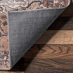 nuLOOM Aino Traditional Machine Washable Area Rug, 4x6, Rust