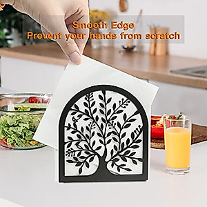 Fobule Napkin Holder for Tables, Vintage Metal Freestanding Tissue Dispenser, Black Cast Iron Vertical Tabletop Paper Napkin Holder Stand for Dinner Home Kitchen Restaurant Picnic Party (Tree of Life)
