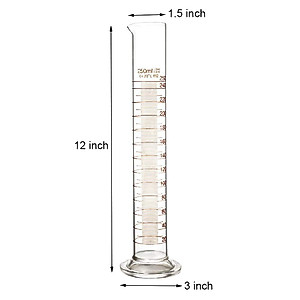 Borosilicate Glass 250ml Graduated Cylinder Measuring Cylinder
