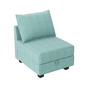 HONBAY Modern Fabric Middle Module for Modular Sofa Customizable Sectional Sofa Couch Accent Armless Chair, Aqua Blue
