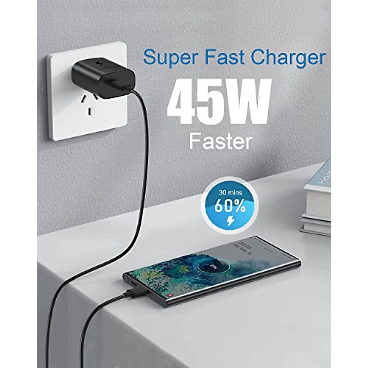 45W USB C Samsung Super Fast Charger Block for Samsung Galaxy S23 Ultra S22 Ultra Charger S23/S23+/S22+/S22/S21/ Ultra,S10/S9/S8,Galaxy Tab S8 Ultra S7/S7+/S8+ Type C Wall Charger with 6ft Cable