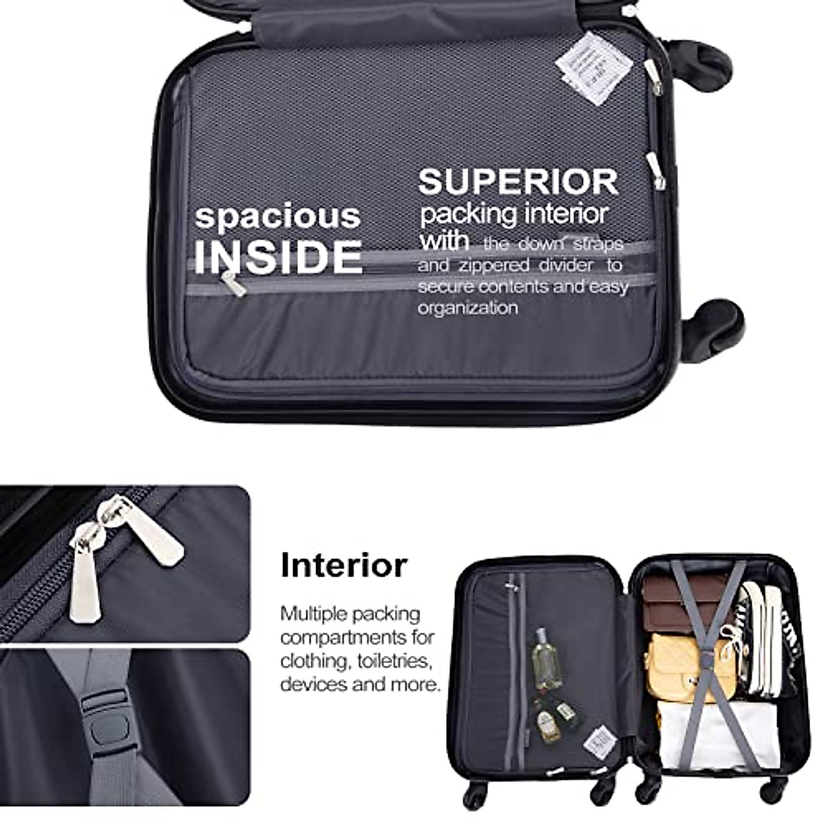 Travelhouse Luggage Sets, Expandable Hardside Suitcases 24in/28in, Carry on 20in,3 Piece Set Travel Luggages Clearance with Double Spinner Wheels TSA Lock Lightweight (Blue)