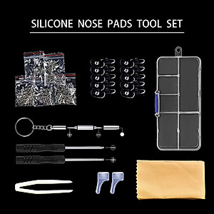 Tasainu Eyeglass Repair Kits, Eyeglass Repair Tools Kit Comes with 500 PCS of Glasses Screws, Silicone Nose Pads, Screwdriver Set and Screw Cap, Suitable The Repair of Most Styles of Glasses