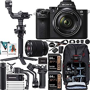 Sony a7 II Full-Frame Alpha Mirrorless Digital Camera a7II + 28-70mm Lens ILCE-7M2/K Filmmaker's Kit with DJI RSC 2 Gimbal 3-Axis Handheld Stabilizer Bundle + Deco Photo Backpack + Software