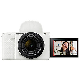 Sony ZV-E1 Mirrorless Full Frame Vlog Camera Body with FE 28-60mm F4-5.6 Zoom Lens ILCZV-E1L/W White Bundle with Deco Gear Case + Tripod + Extra Battery, Dual Charger, 128GB Card and Accessories Kit