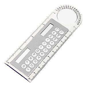 3 in 1 Calculators Mini Pocket Basic Calculator with Magnifier Solar Transparent Ruler Calculator Digital Desktop Calculator for Kids Student School Supplies Silver
