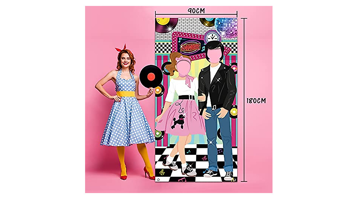 50s Party Decorations - Retro Photo Backdrop for 1950s Events