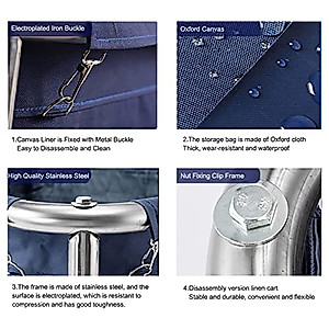 Commercial Large Stainless Steel Laundry Trolley Cart with Wheels-350L/9.9 Bushel Heavy Duty Rolling Laundry Cart for Industrial/Home (Blue)