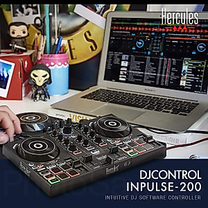 Hercules DJControl Inpulse 200 Compact DJ Controller + Headphone + Basic Accessory Bundle