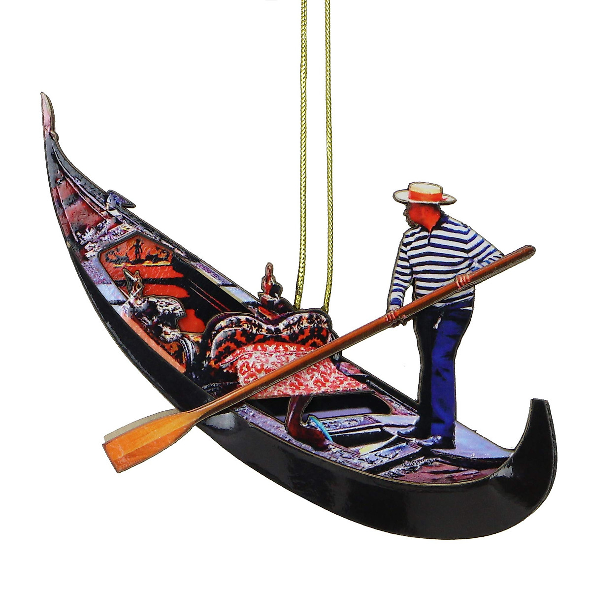 Italy Venice Gondola Christmas Ornament 5 Inches Multi-Layered Wooden Fiber
