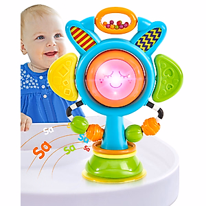 High Chair Toys Sunflower Suction Cup Baby Toys 6-12 Months+ with Light, Sound