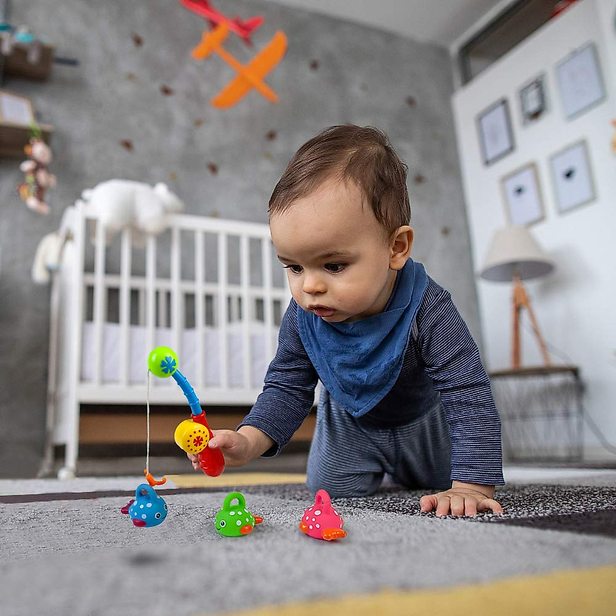 Fajiabao Baby Bath Toys for Kids Ages 1-3 Mold Free Water Toys No Hole Fishing Games Bathtub Toys for Toddler 2-4 Shower Toys Baby Gift for Boys Girls Age 1 2 3 4 5 6(Color Random)