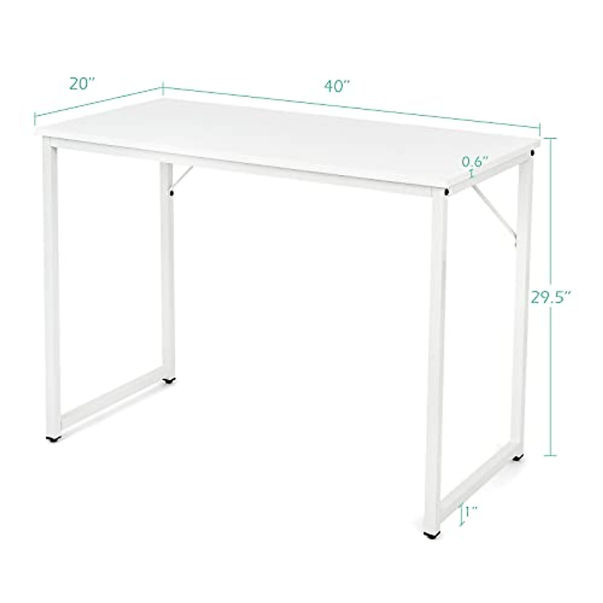 Tangkula White Computer Desk, Study Writing Desk W/Heavy Duty Steel Frame, Modern Simple Style Laptop Table for Home Office, Easy Assembly