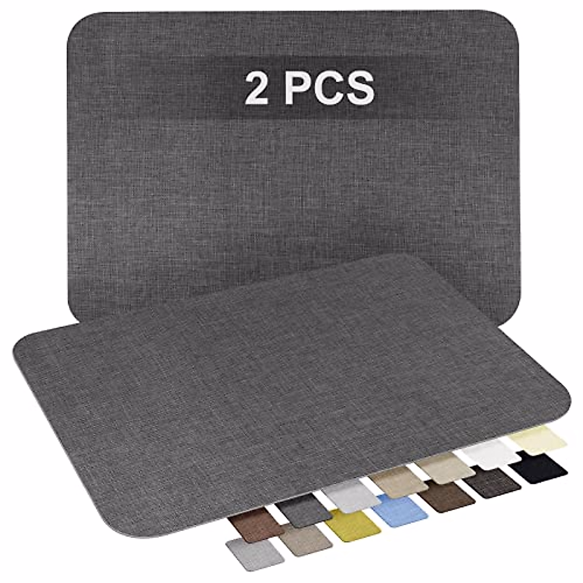 2 PCS Fabric Repair Patch - 8 x 11 Inch Self-Adhesive Canvas Patches for Furniture, Couch, Sofas, Car Seats, Chairs - Linen Repair Kit With Tape - Dark Grey