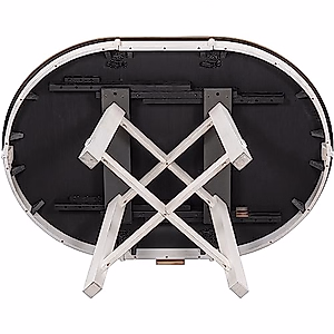 FIQHOME, Farmhouse Round Extendable 16" Leaf Table for Dining Room, Kitchen (Oak Natural Wood + Antique White)