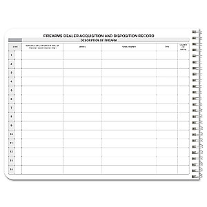 BookFactory Federal Firearms License (FFL) Log Book Firearm Dealer Acquisition & Disposition Record Book ATF Gun Logbook - 100 Pages, Wire-O, Black, 87/8" x 11 1/4" (LOG-100-7LCW-T40(FFL-Gun-Log)) -GX