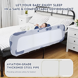 YGLOLRAME Bed Rail for Toddlers - Foldable Baby Crib Rail Guard Adjustable Height Kids Bed Safety Rails for Travelling Hotel, Queen, King, Full Size, Twin Bed (48 Inch)