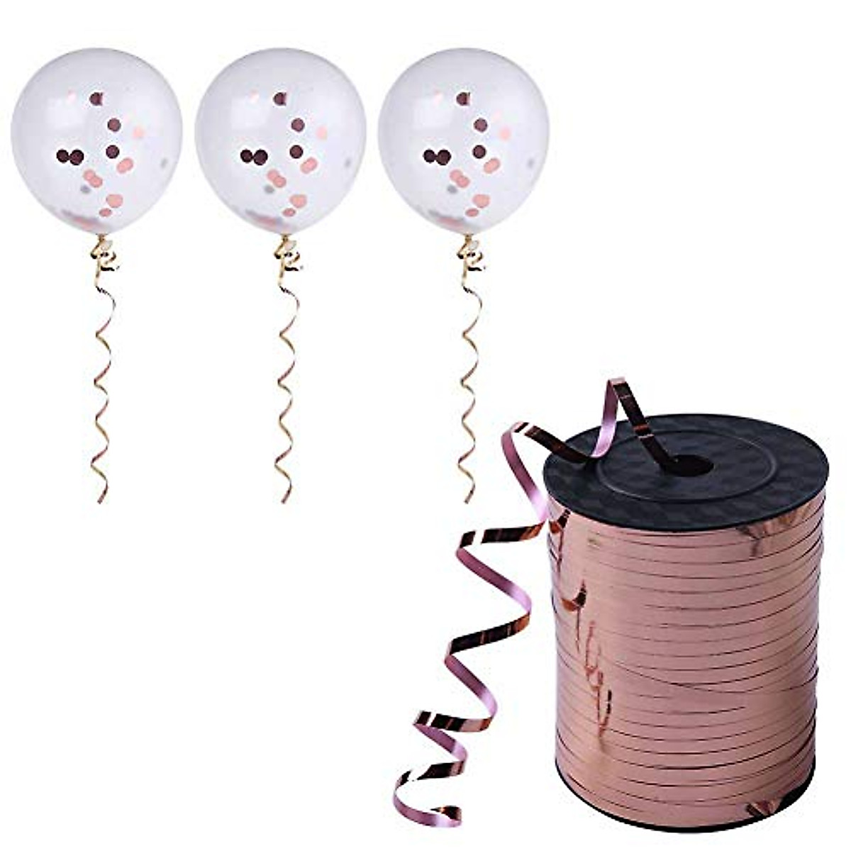 Aysekone 1 Roll 500 Yards Rose Gold Metallic Curling Ribbons Crimped Ribbon Roll Rose Gold Balloon Ribbons for Wedding Birthday Party Decor,Festival,Florist Crafts and Gift Wrapping Decorations