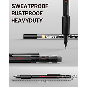 Nicpro 3 Pack 2mm Mechanical Pencils Set with Case, 33 Graphite Lead Refills (4B 2B HB 2H 4H), 36 Colored Lead, Erasers -Weatherproof Metal Barrel, Heavy Duty Carpenter Pencil For Drawing Sketching