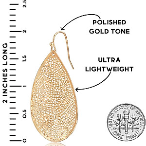 Gold Dangle Earrings For Women - Gold Leaf Earrings For Women, Womens Earrings Dangling, Dangly Earrings, Gold Drop Earrings for Women, Leaf Gold Earrings for Women Dangle, Gold-Tone Boho Earrings