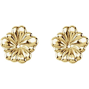 Solid 14k Yellow Gold Floral-Inspired Flower Earring Jackets (Width = 11mm)
