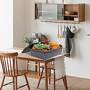 Gloreen 3 Pack 13 L Commercial Bus Tub with Lid, Gray Small Utility Tub Box