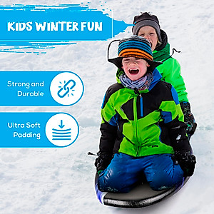 Slippery Racer Downhill Falcon Adults and Kids Foam Toboggan Snow Sled for Up to 2 Riders with Handles, Midnight Hologram Blue (1 Pack)