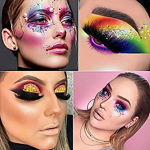 Body Face Glitter Gel SUPGIFT 5 Colors 7.8oz Holographic Chunky Chameleon Liquid Glitter Sequins Glue for Makeup Eyeshadow Hair Nail Slime Craft Resin with Spoon