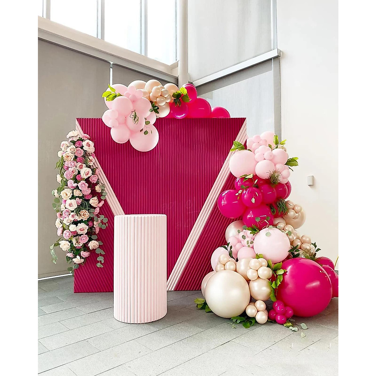 FOTIOMRG 110pcs Hot Pink Balloon Garland Arch Kit, 18 12 10 5 inch Hot Pink Latex Balloons Different Sizes Pack for Birthday Baby Shower Bridal Shower Wedding Bachelorette Party Decorations