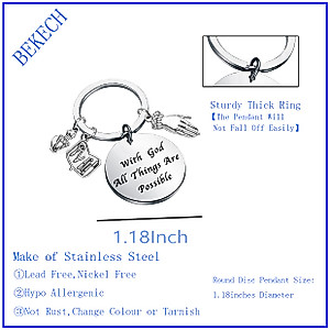 BEKECH Manicurist Keychain Gift With God All Things Are Possible Manicure Technician Keychain Gift for Nail Tech Nail Artist Cosmetology Gift for Graduate (silver)