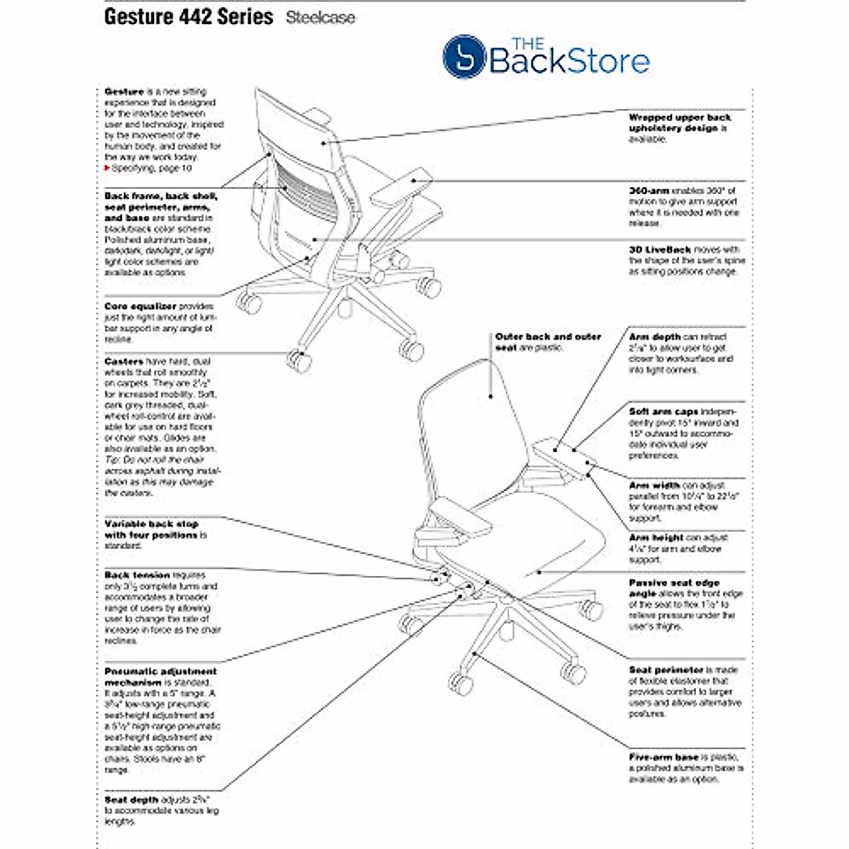 Steelcase Gesture Office Desk Chair with Headrest in Elmosoft Genuine Saddle L147 Leather Plus Lumbar Support High Platinum Metallic Frame with Seagull Seat/Back Merle Arms (Light/Light)