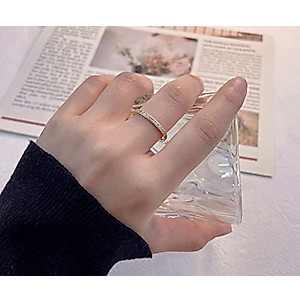 MYNENEY 14K Gold/Silver Plated Wedding Band Cubic Zirconia Eternity Stackable Engagement Ring For Women (2MM Diamonds Gold, 4)