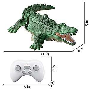 TEMI Remote Control Crocodile, High Simulation Scale Prank Alligator with Glowing Eyes, for Pool Bathroom RC Boat for 6+ Boys Girls Birthday Halloween Christmas Toys