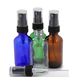 Vivaplex, 12, Assorted Colors, 1 oz Glass Bottles, with Black Fine Mist Sprayers